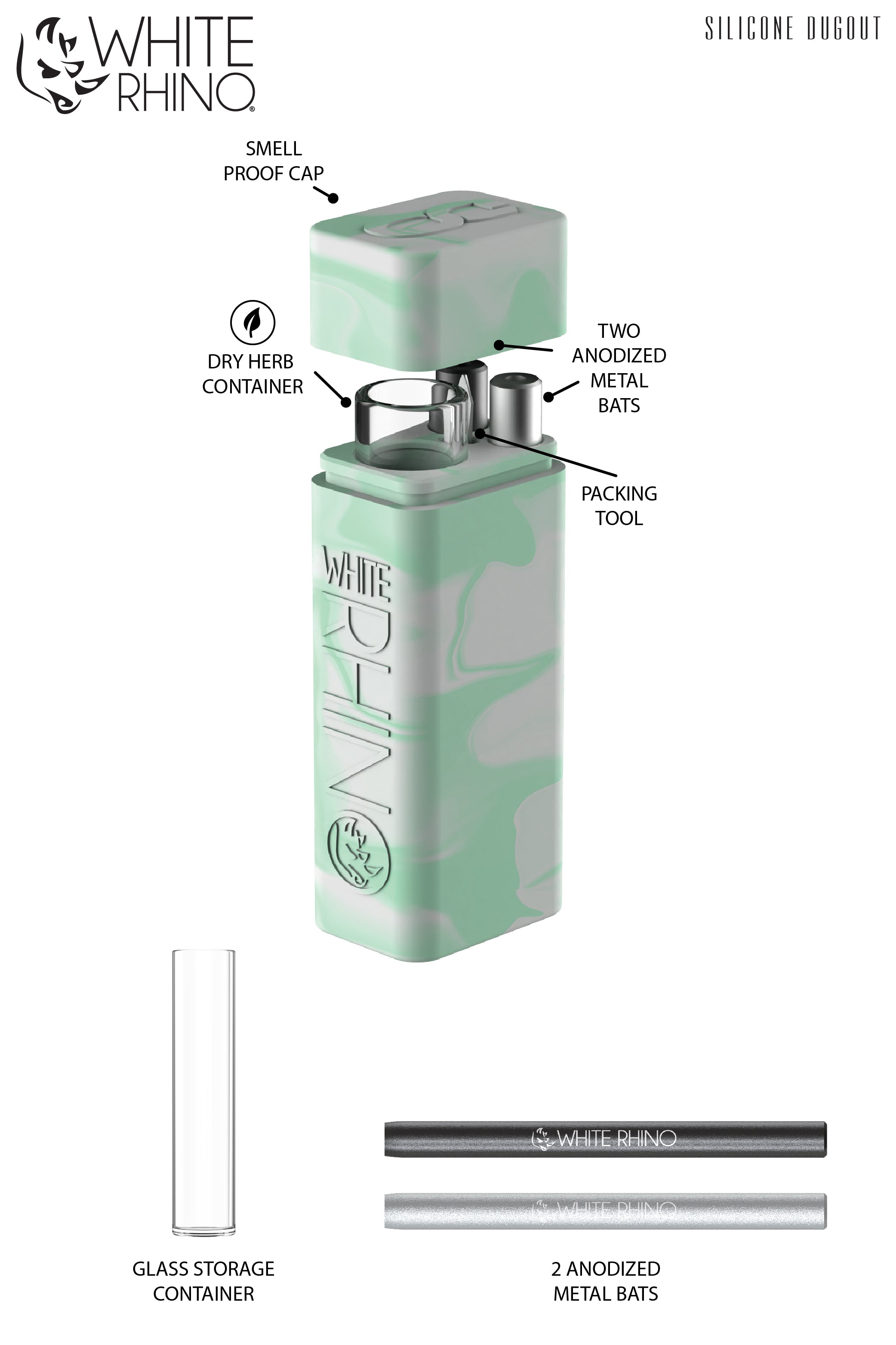One Hitter Pipe and Silicone Dugout – White Rhino Products