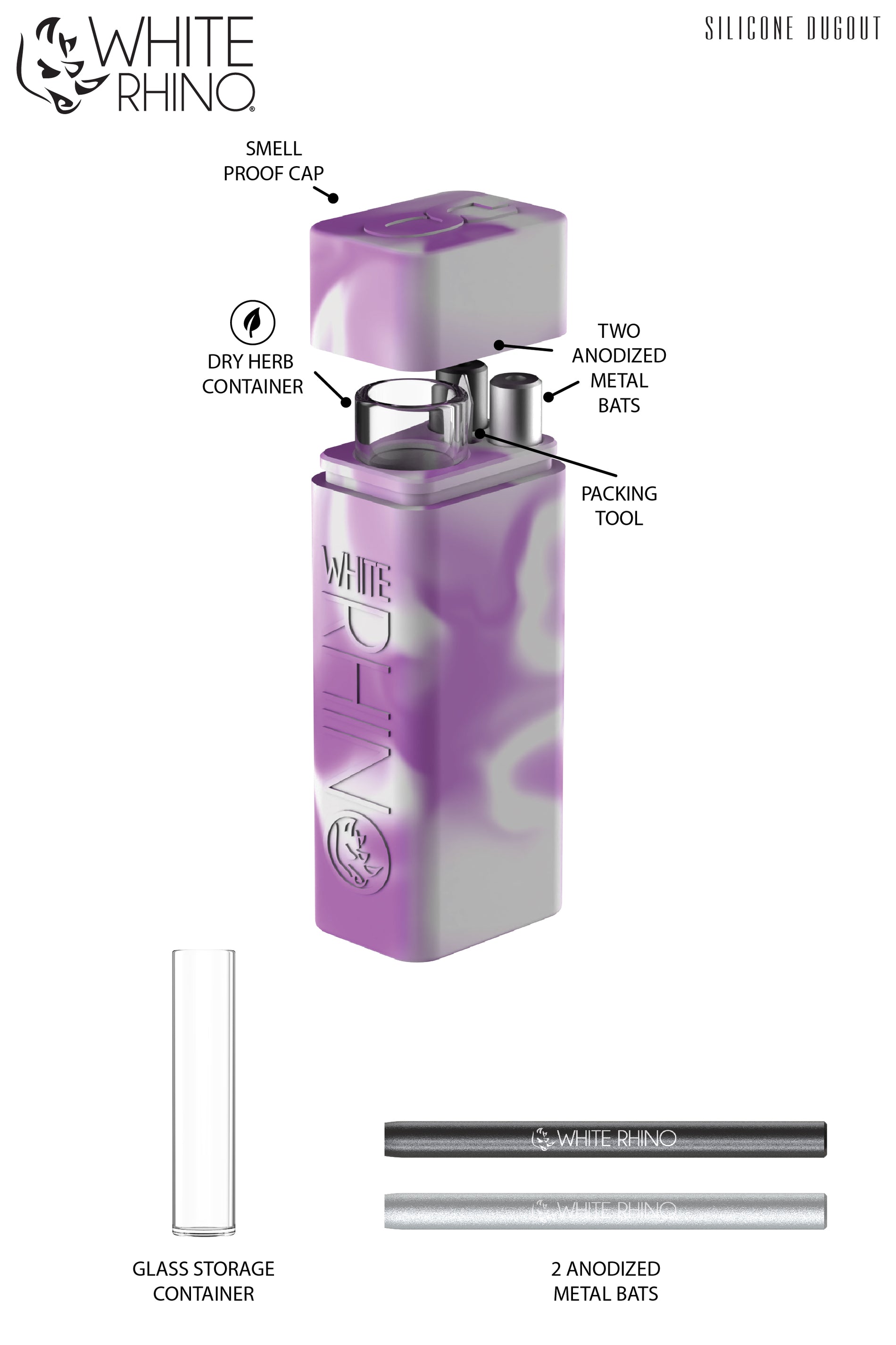 One Hitter Box | Silicone & Glass Dugout – White Rhino Products