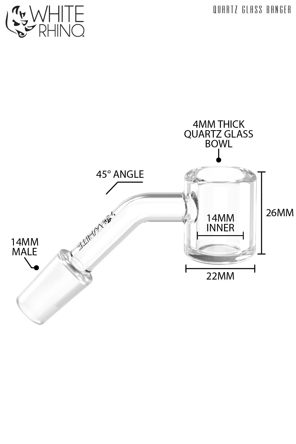 14MM Quartz Banger | 45 Degree Banger – White Rhino Products