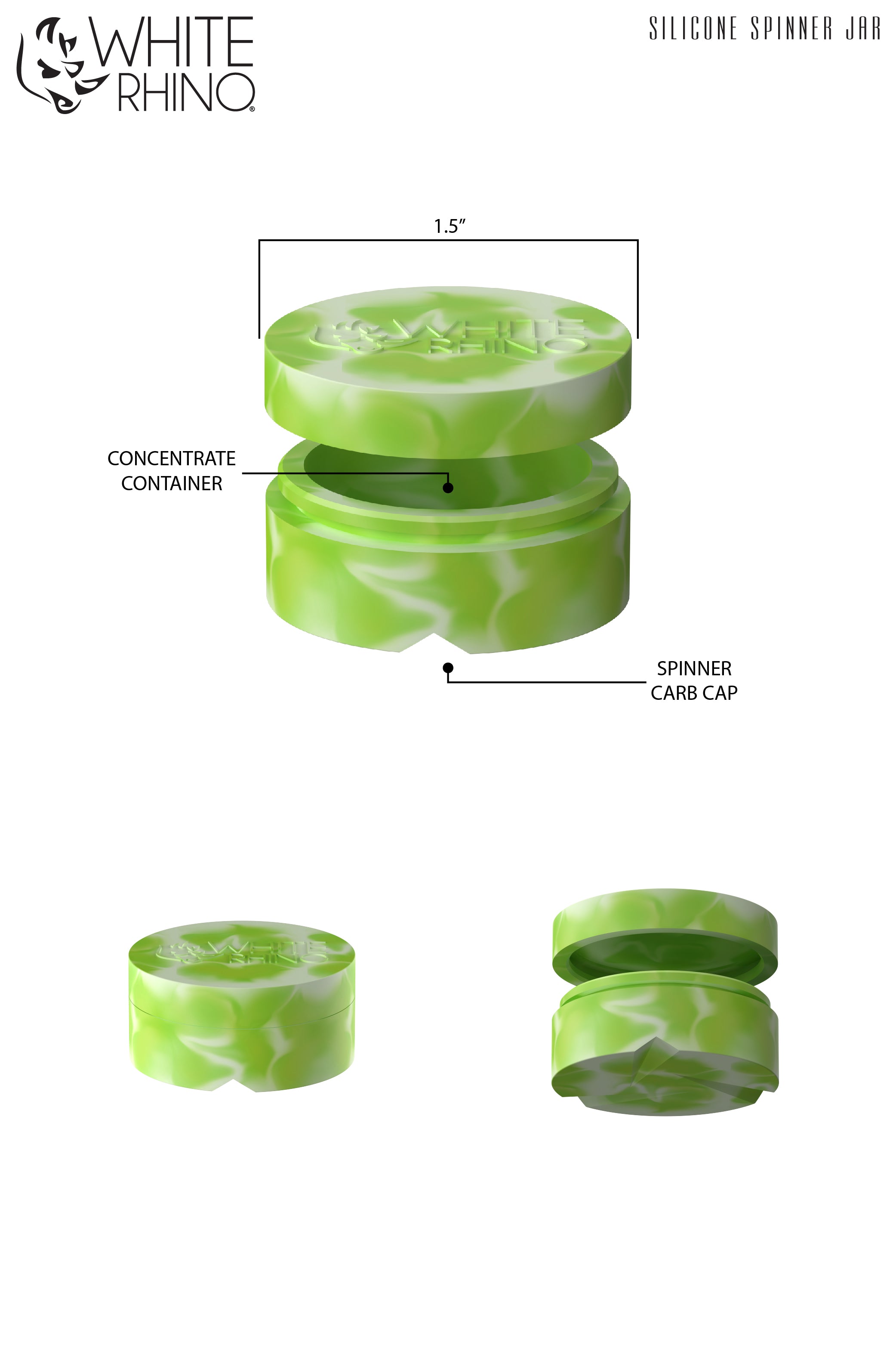 2 in 1 Vortex Dab Cap and Silicone Jar – White Rhino Products