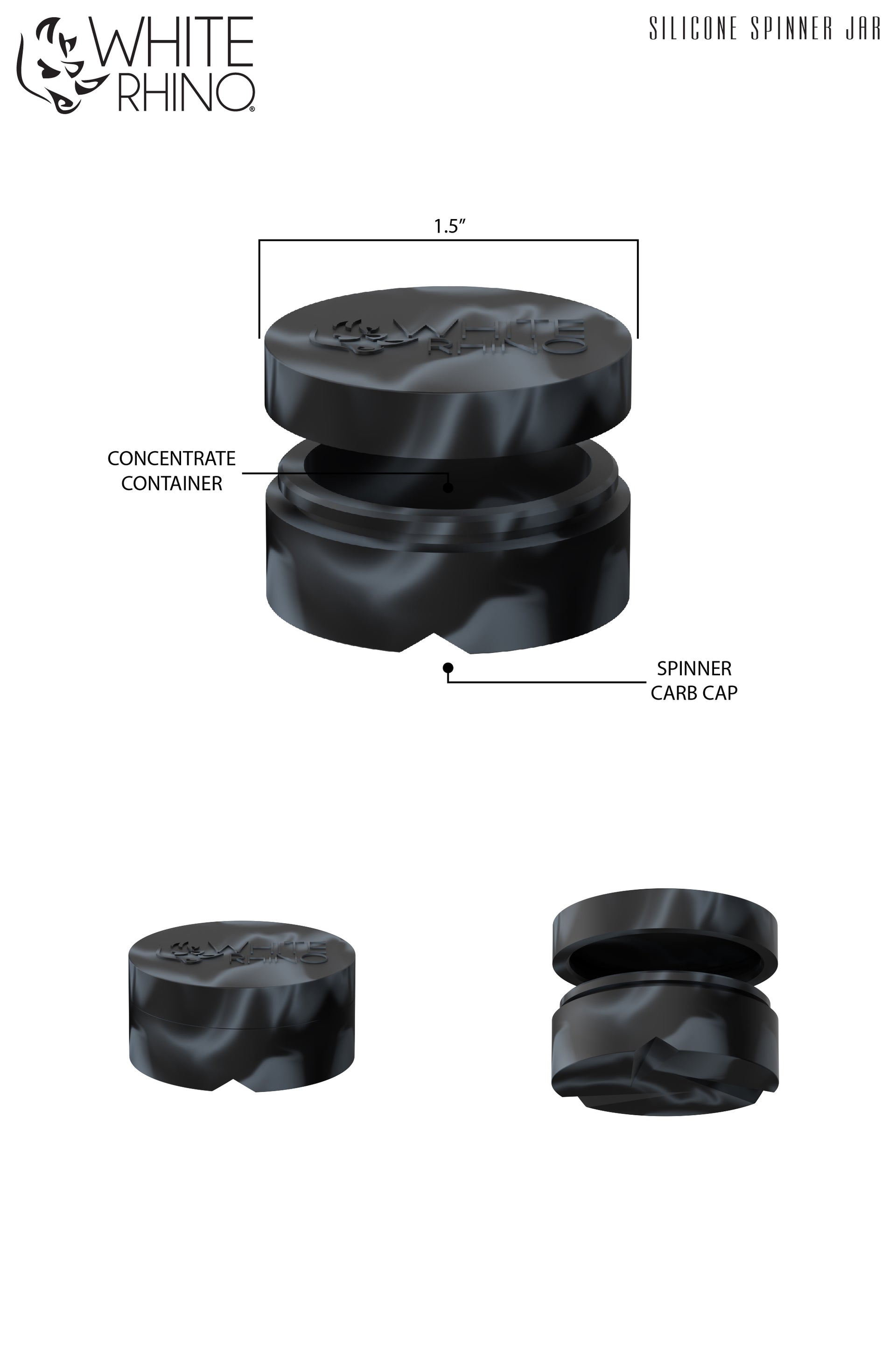 Spinning Carb Cap Silicone Jar – White Rhino Products