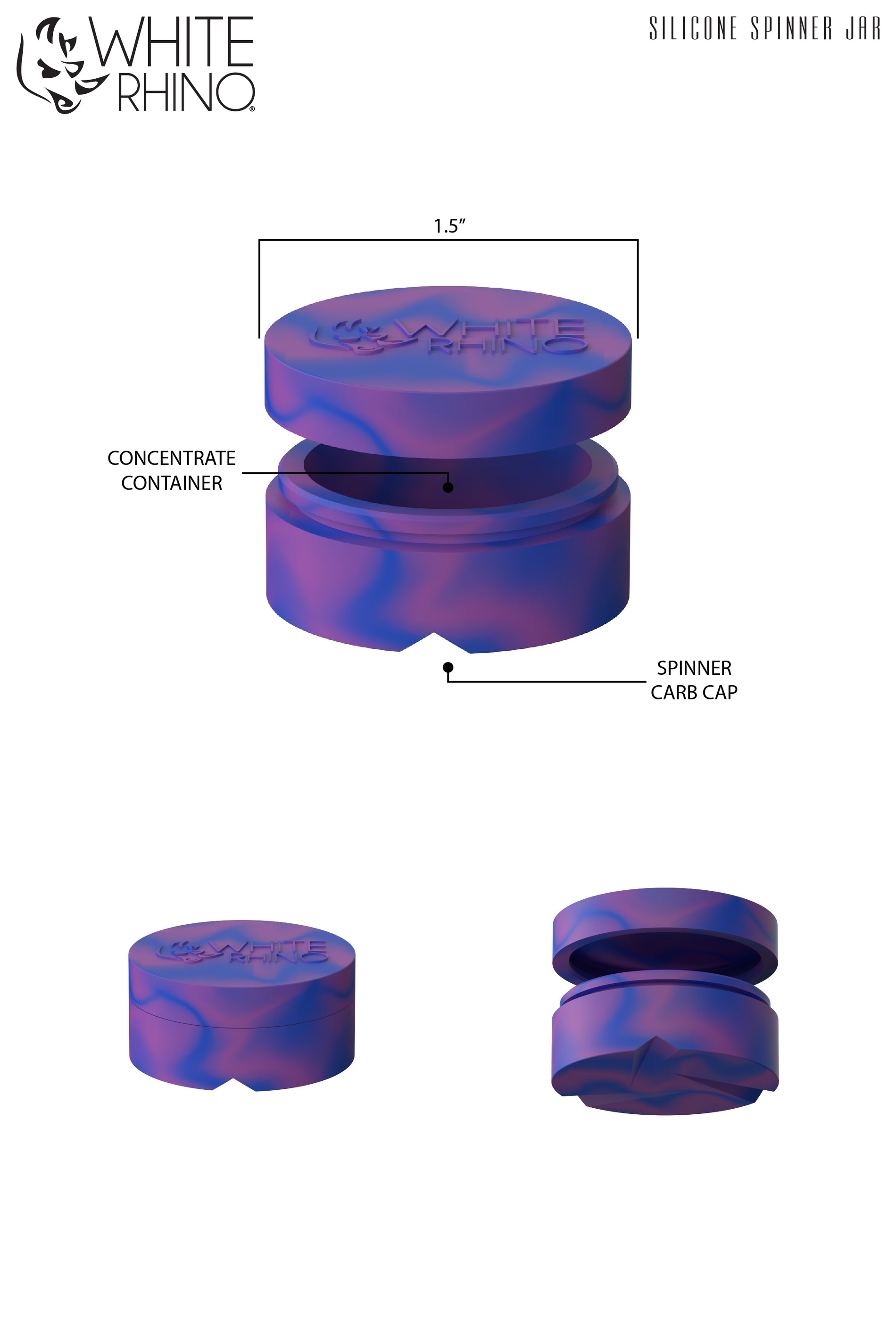 Silicone Jar And Carb Cap White Rhino Products